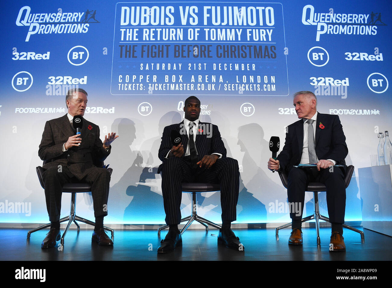 Frank Warren, Daniel Dubois and John Rawling during the press ...