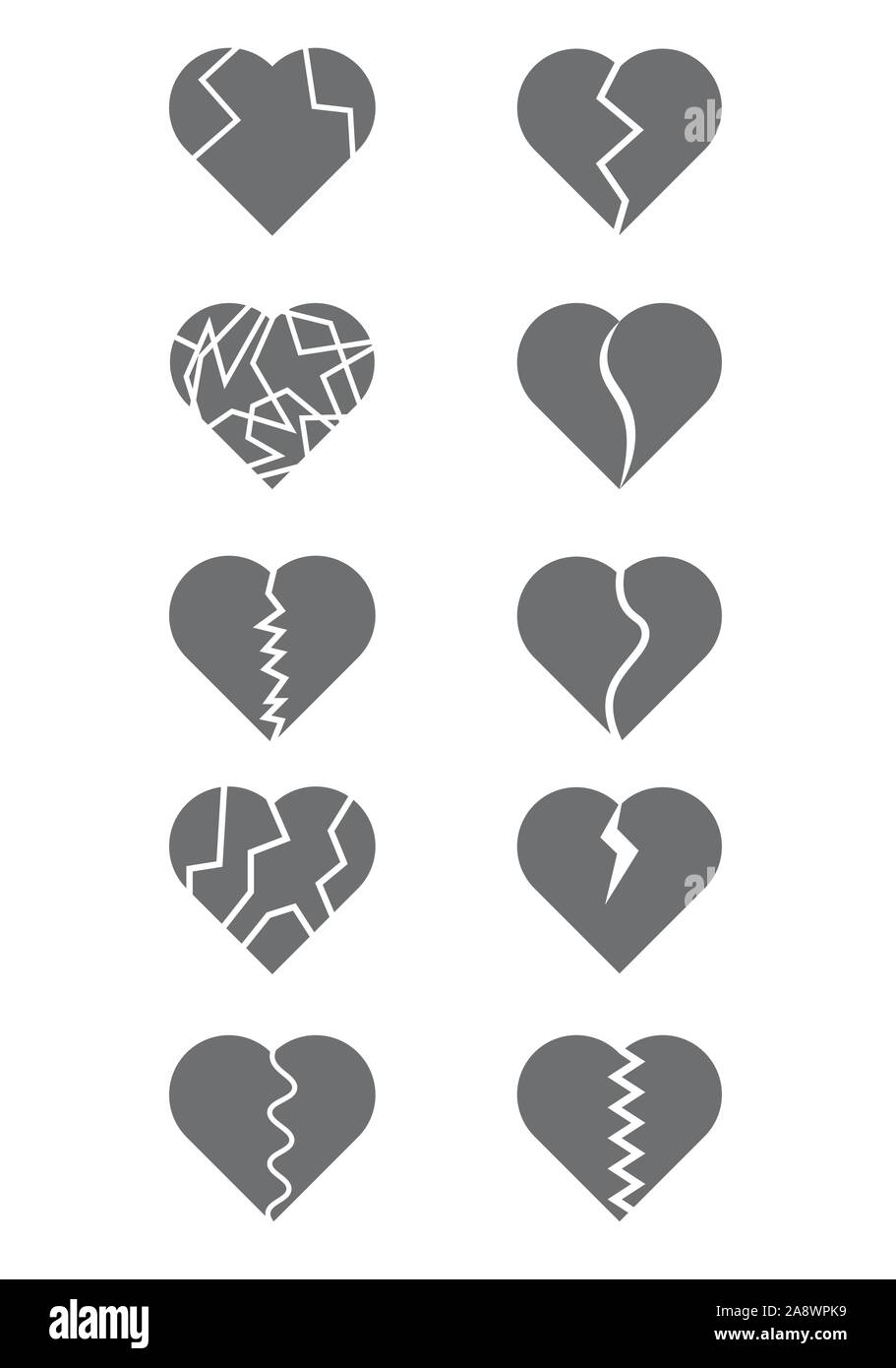 gray broken hearts collection. vector illustration Stock Vector Image ...