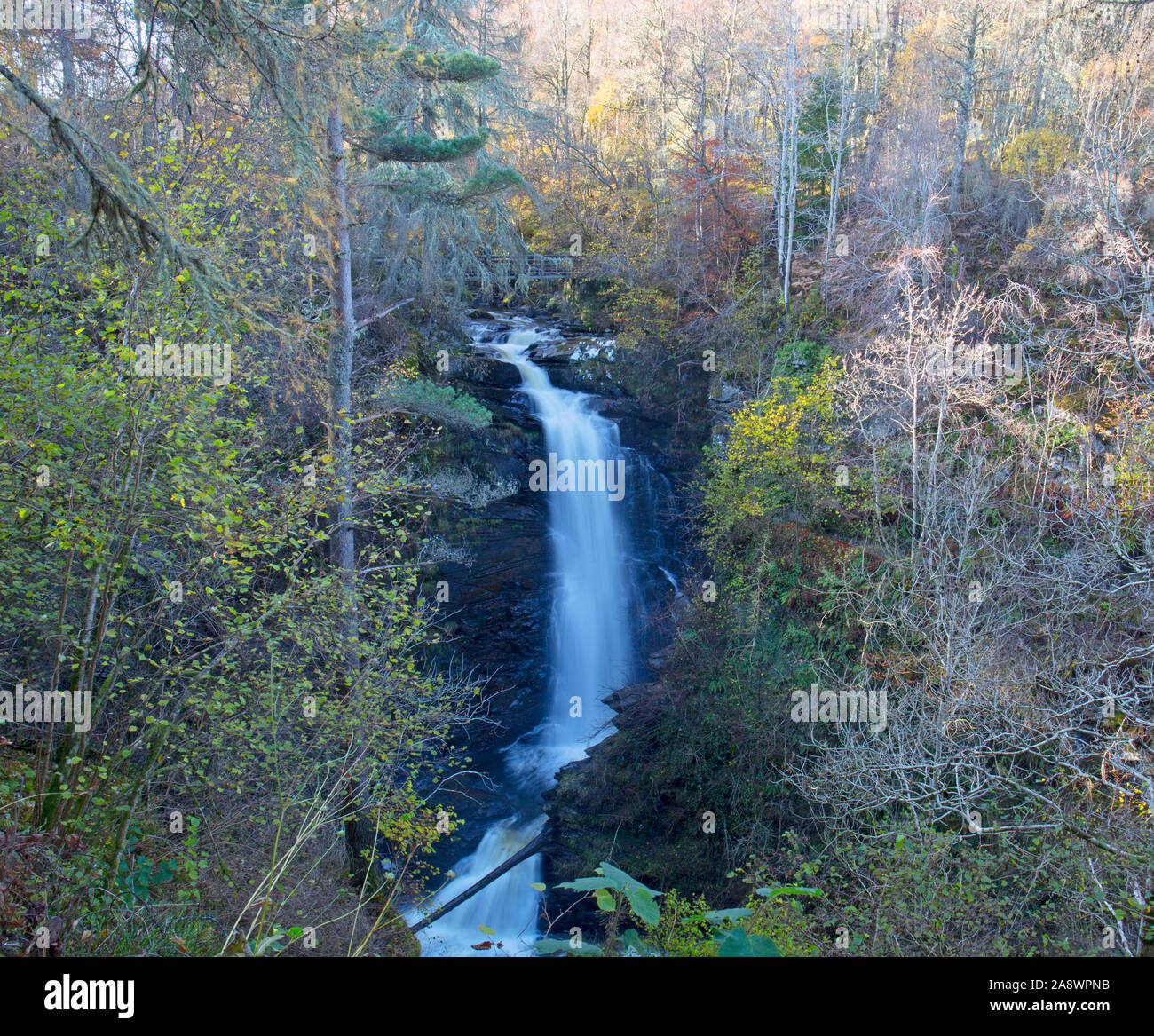 The Moness river and waterfalls at the Birks of Aberfeldy Stock Photo ...