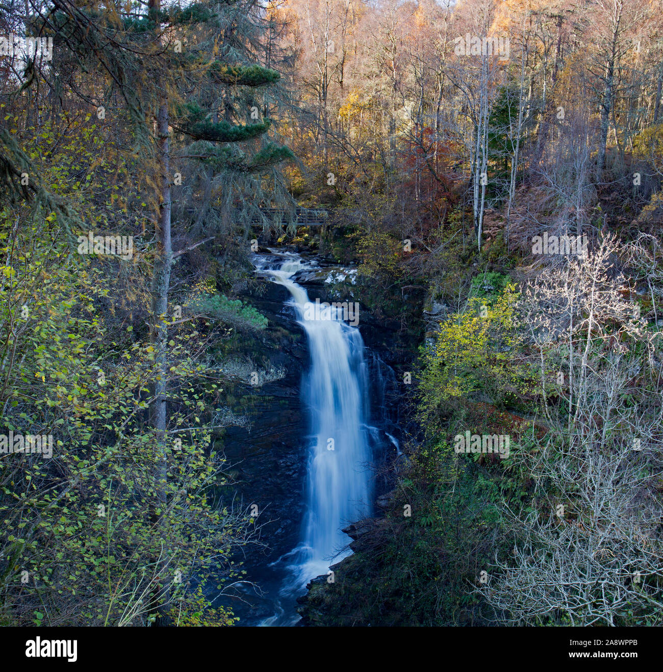 The Moness river and waterfalls at the Birks of Aberfeldy Stock Photo ...