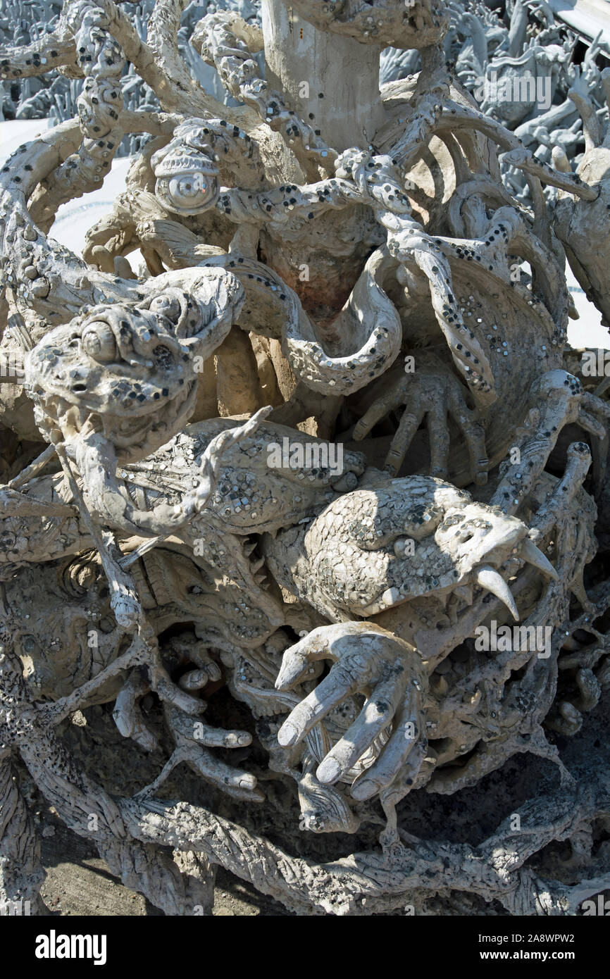 sculpture at wat rong khun, or the white temple, chiang rai, thailand ...