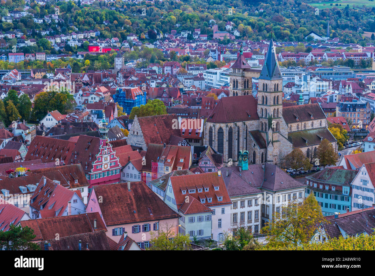 Germany, Skyline of medieval city esslingen am neckar, aerial view ...
