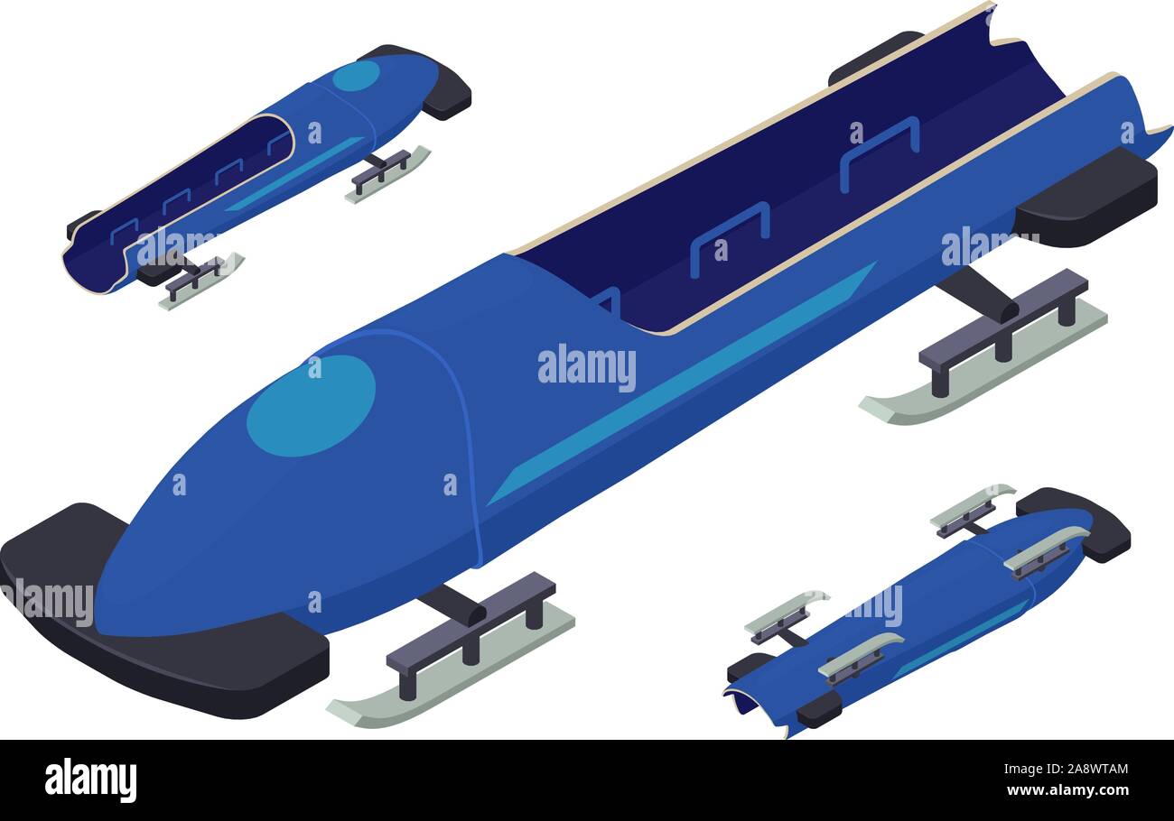 Bobsleigh icons set. Isometric set of bobsleigh vector icons for web ...