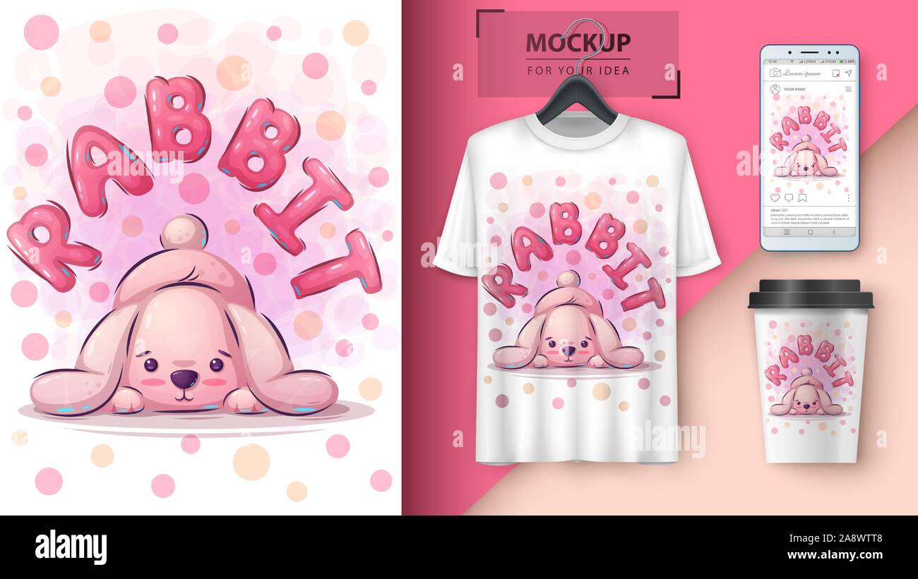 Cute teddy rabbit poster and merchandising Stock Vector Image & Art - Alamy