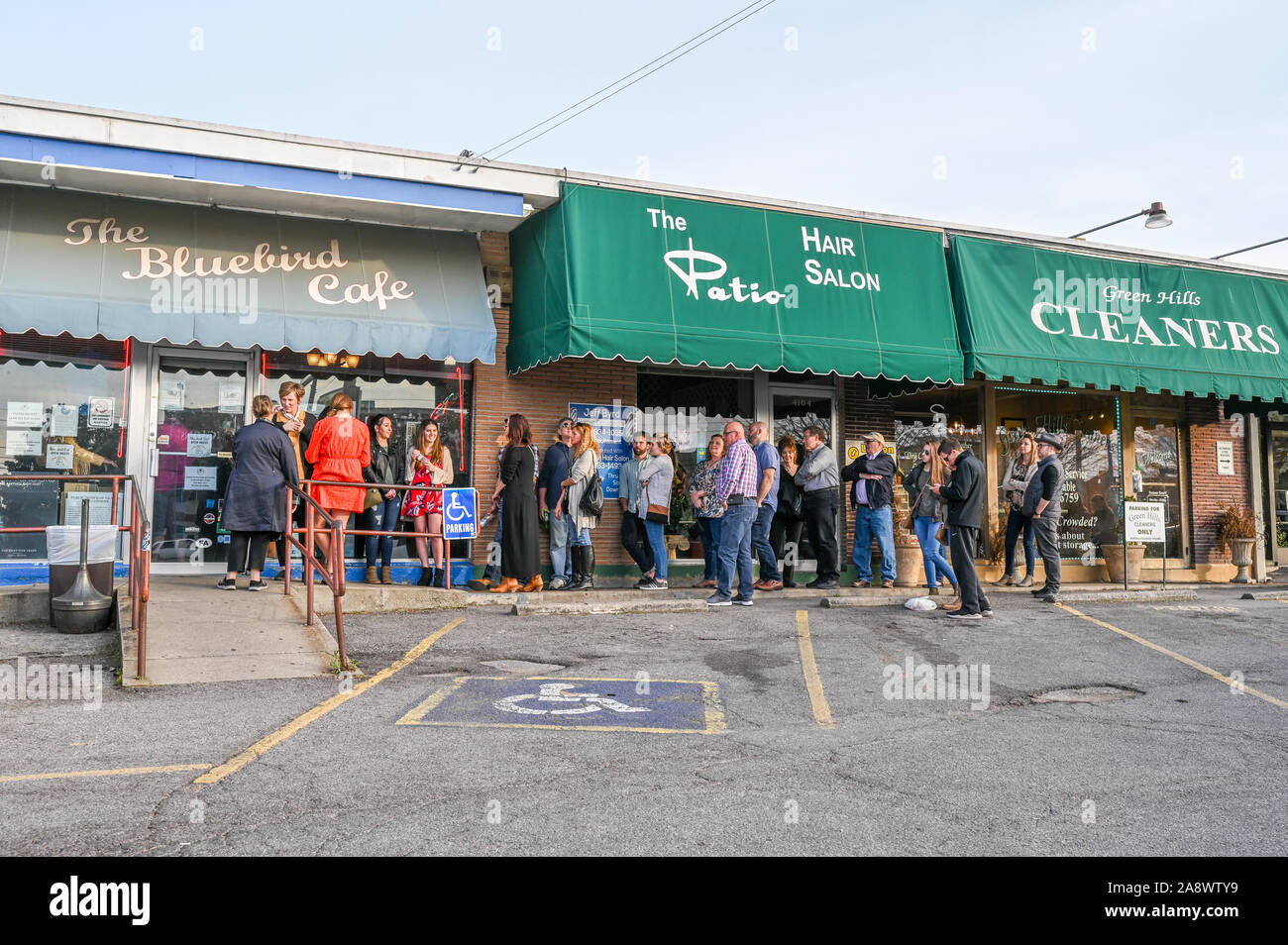 People queue outside world famous Bluebird Cafe. This music club opened ...