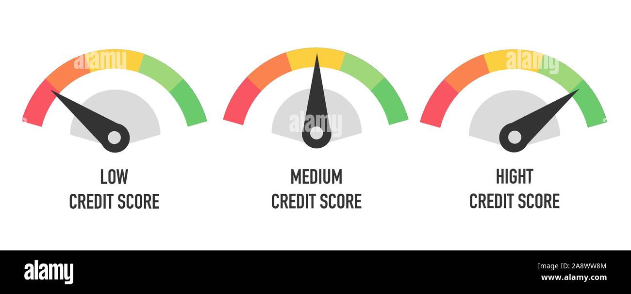 Credit score hight, medium and low concept isolated on white. Vector ...