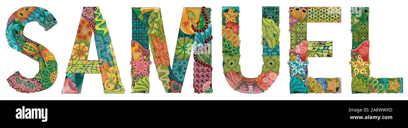 Male name SAMUEL. Vector decorative zentangle object Stock Vector Image ...