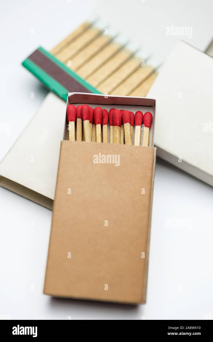 Close-up of open matchboxes, isolated on white background Stock Photo ...