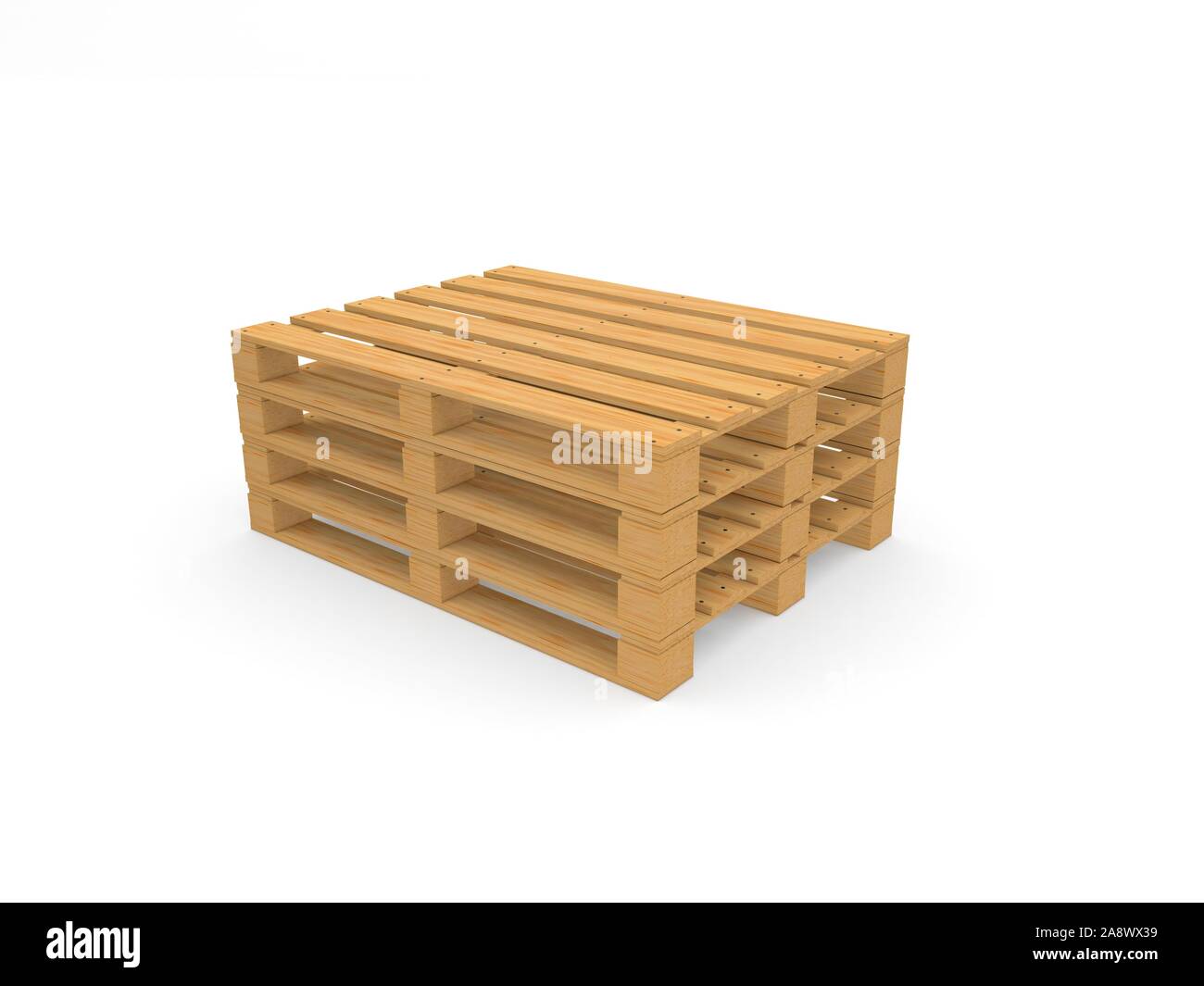 Wooden pallets on a white background. 3d render illustration Stock ...