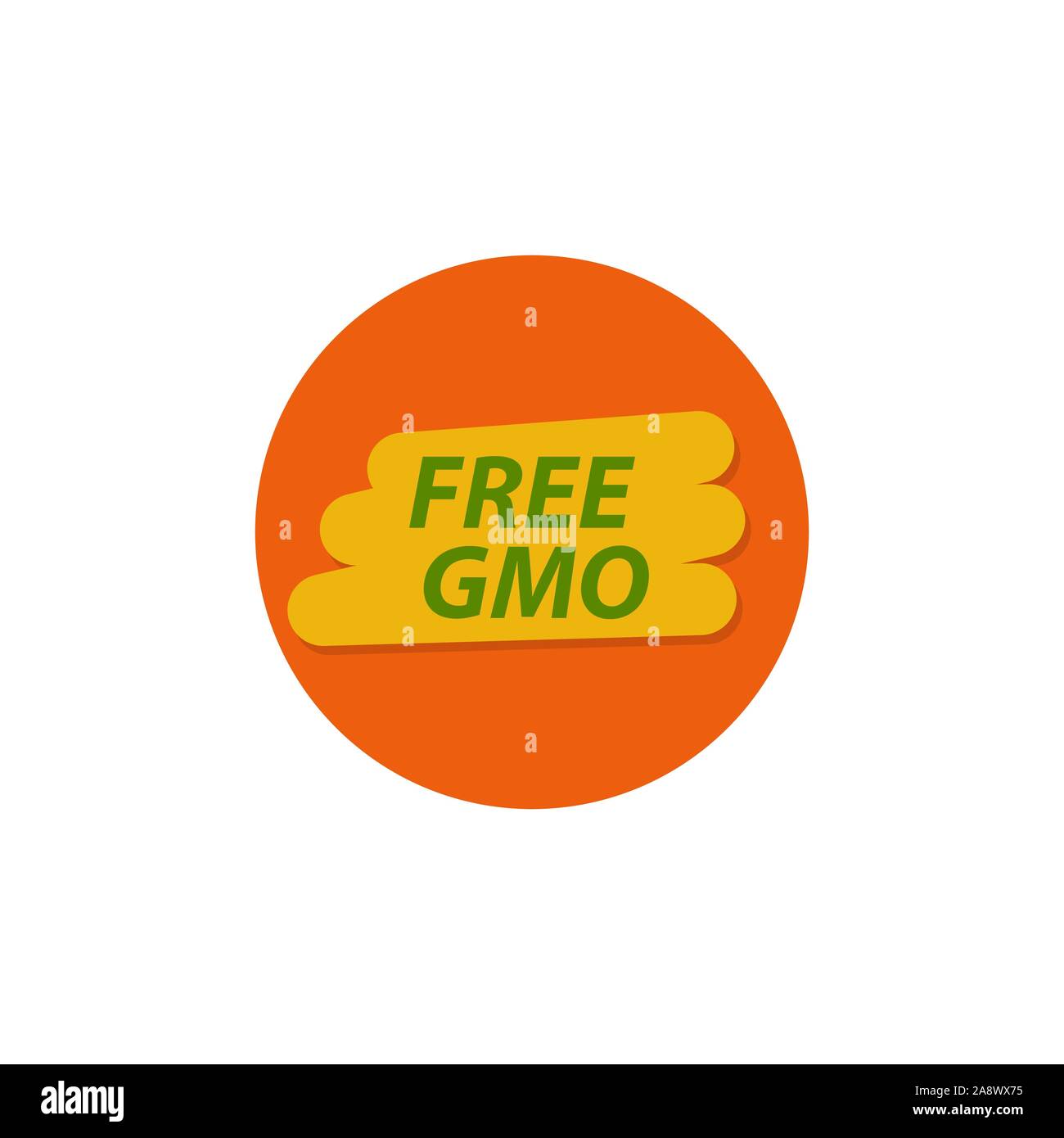 The inscription on the label is FREE GMO. Vector illustration Stock ...