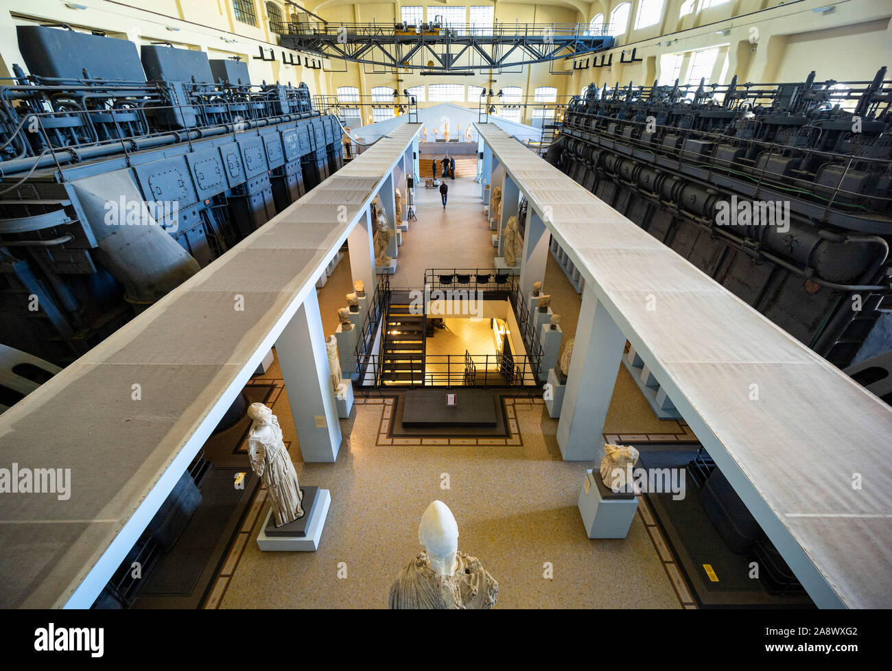 Rome. Italy. Centrale Montemartini Museum, ancient roman sculptures ...