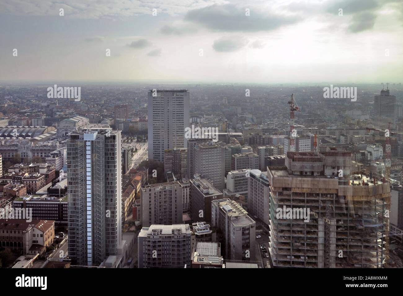 Milan (Italy), view from the rooftop terrace of Lombardia Region tower ...