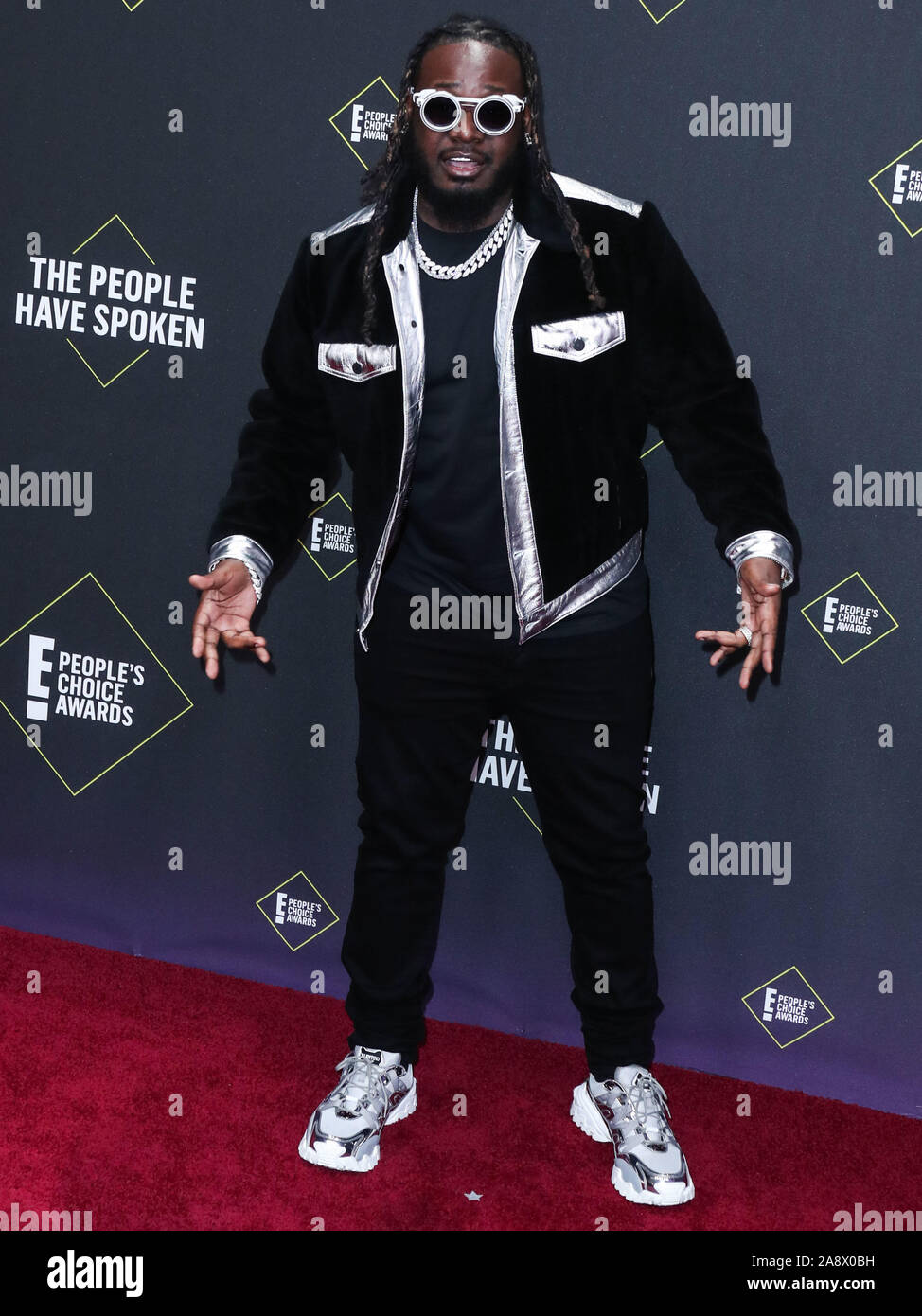 T-Pain arrives at the 2019 E! People's Choice Awards held at Barker ...
