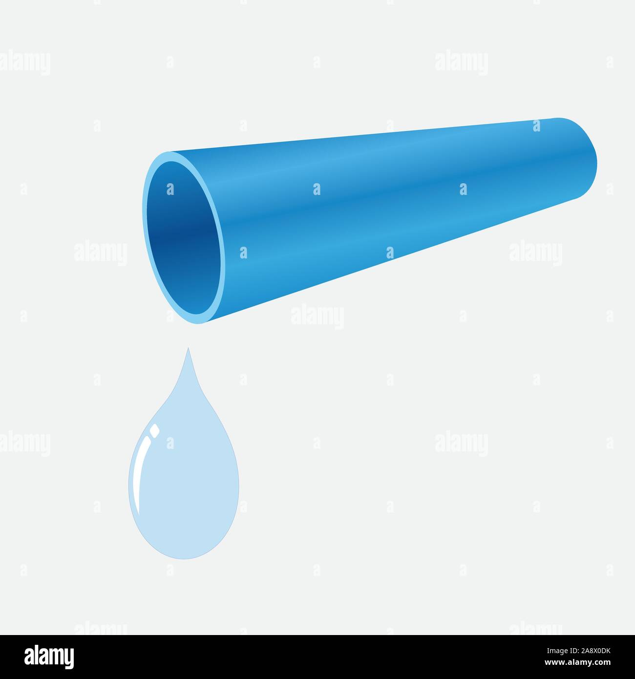 Blue PVC pipe with water drop on white background Stock Vector Image ...