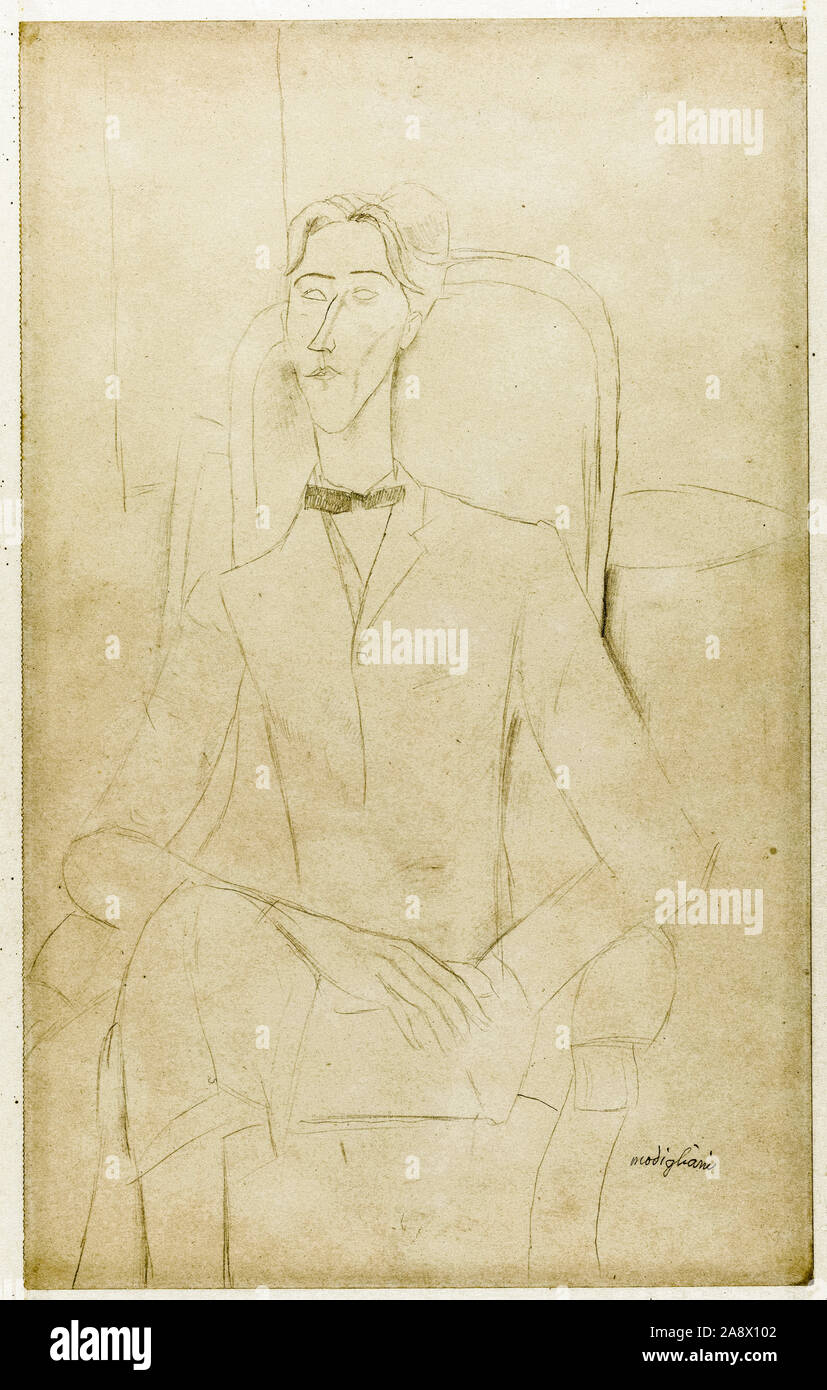 Amedeo Modigliani, Portrait of Jean Cocteau, portrait drawing, 1914 ...