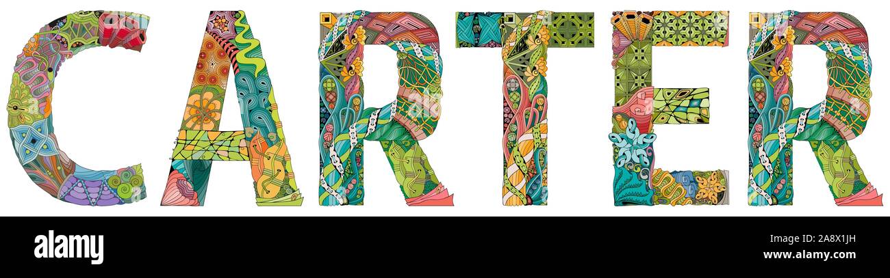 Male name CARTER. Vector decorative zentangle object Stock Vector Image ...
