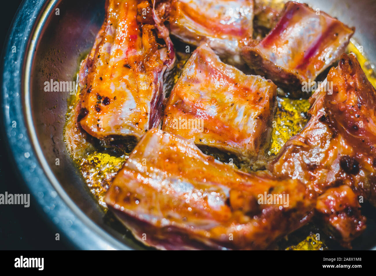 Very fatty unhealthy spicy salty food Stock Photo - Alamy
