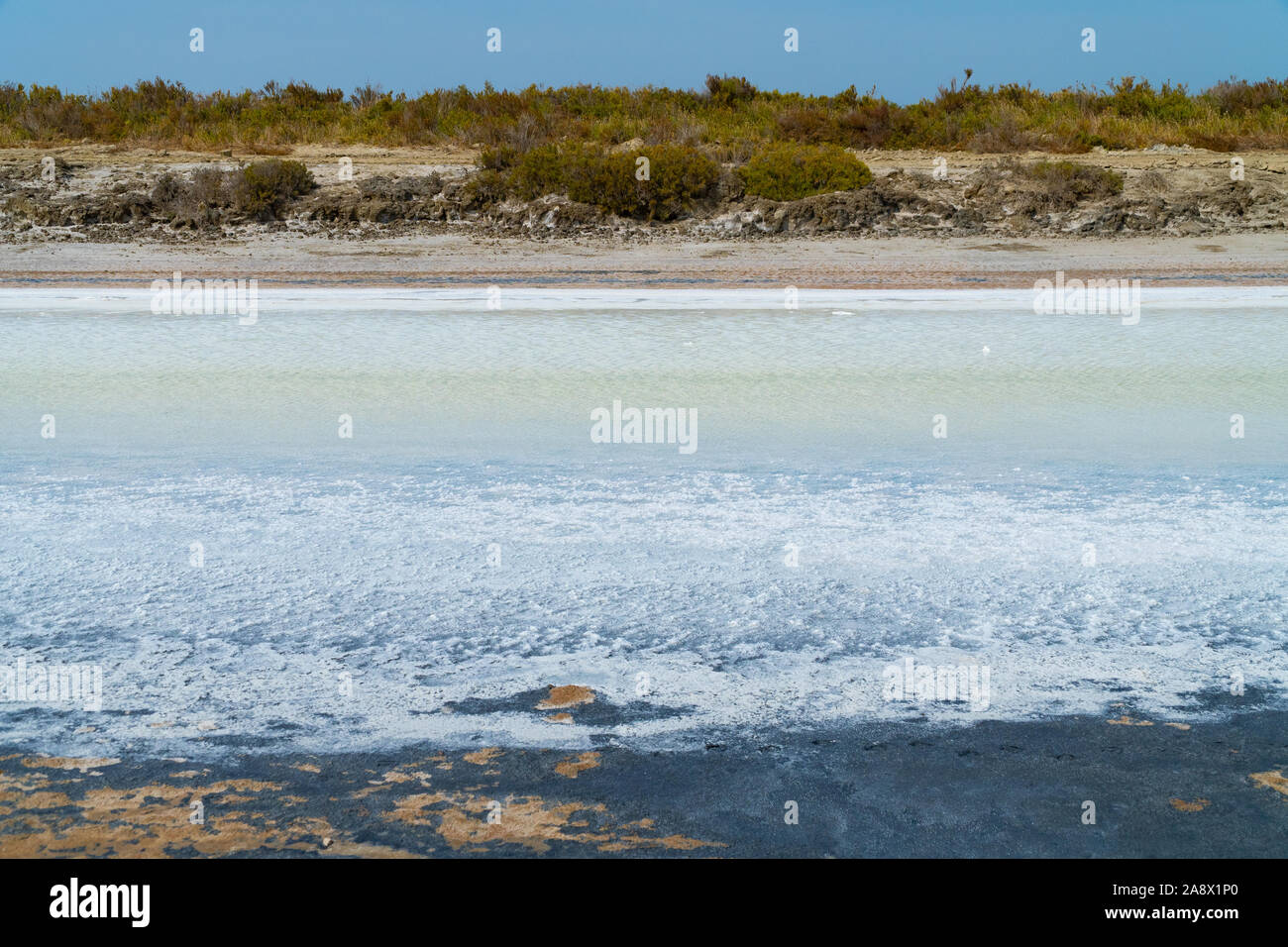The colorful landscape of a salt sea industry Stock Photo - Alamy
