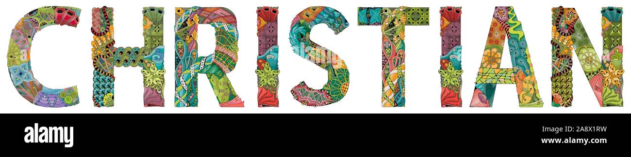 Male name CHRISTIAN. Vector decorative zentangle object Stock Vector ...