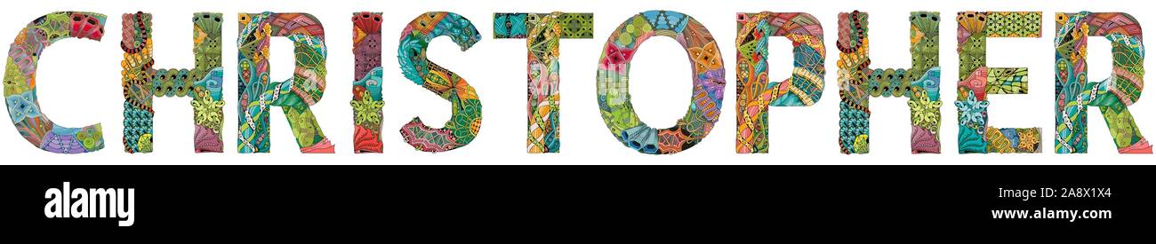 Male name CHRISTOPHER. Vector decorative zentangle object Stock Vector ...