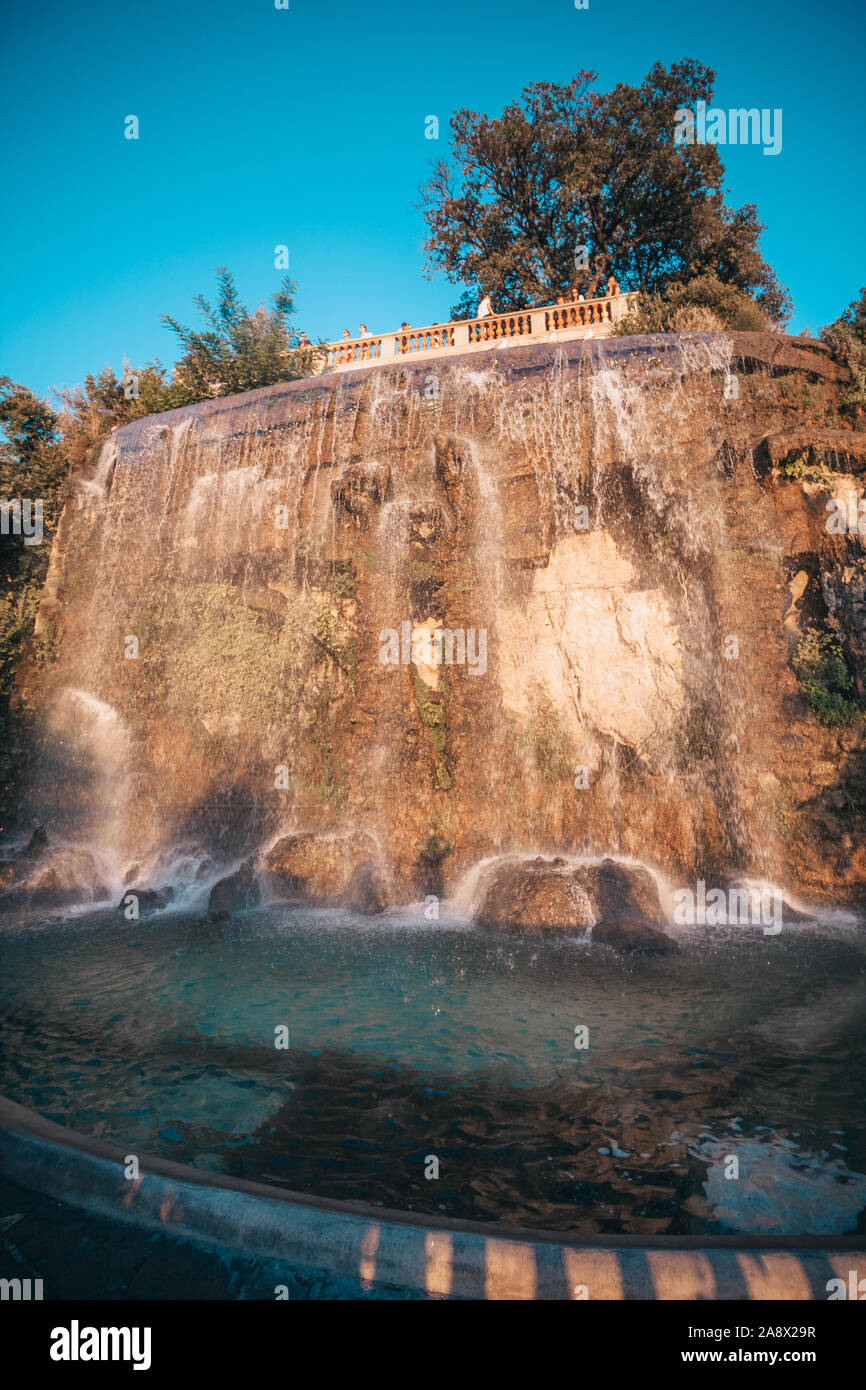 Beautiful resort observation deck above the waterfall Stock Photo - Alamy