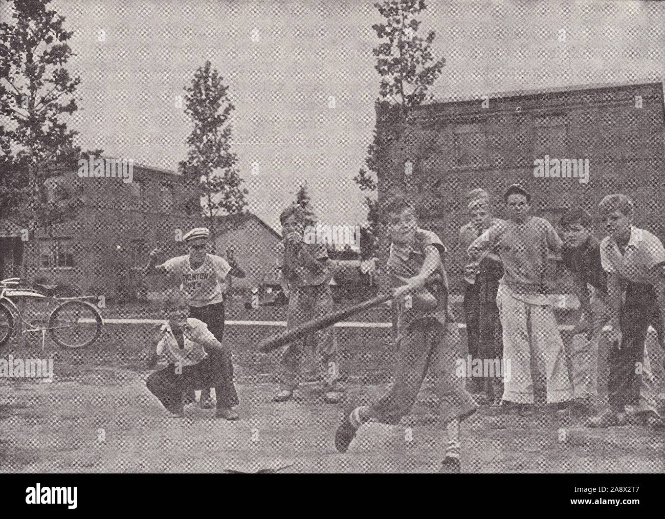 Children playing baseball 1930s Stock Photo - Alamy