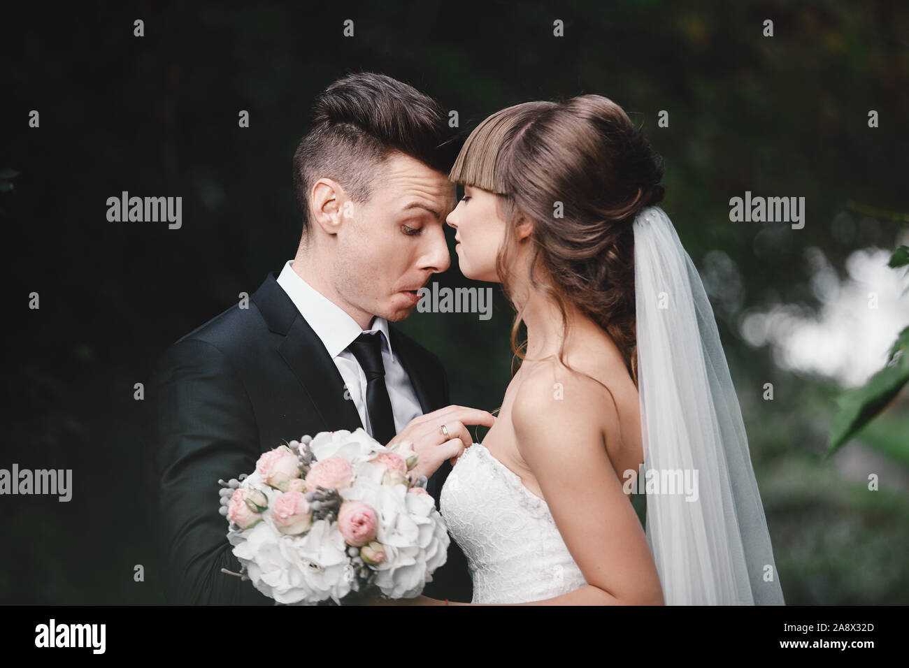 Married couple angry quarreling and fighting. fun and crazy brides ...