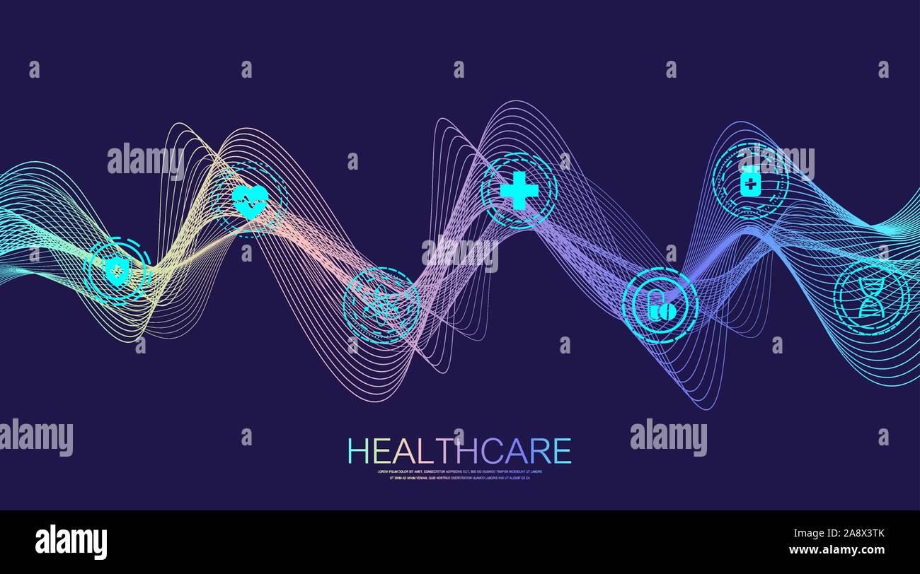 Abstract health care banner template with flat icons. Healthcare ...