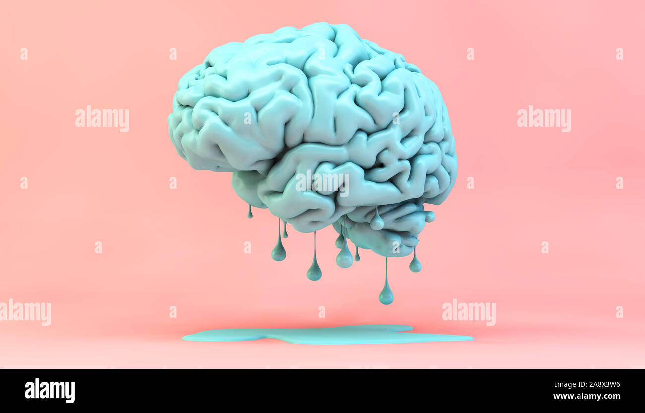 melting brain concept 3d rendering Stock Photo - Alamy