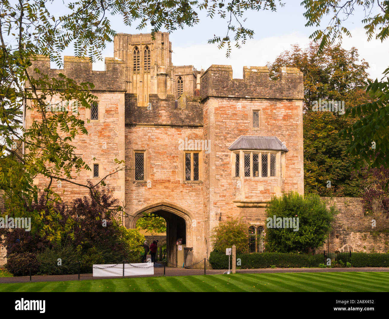 The 5 metres (16 ft) high three-storey gatehouse of Bishop's Palace ...