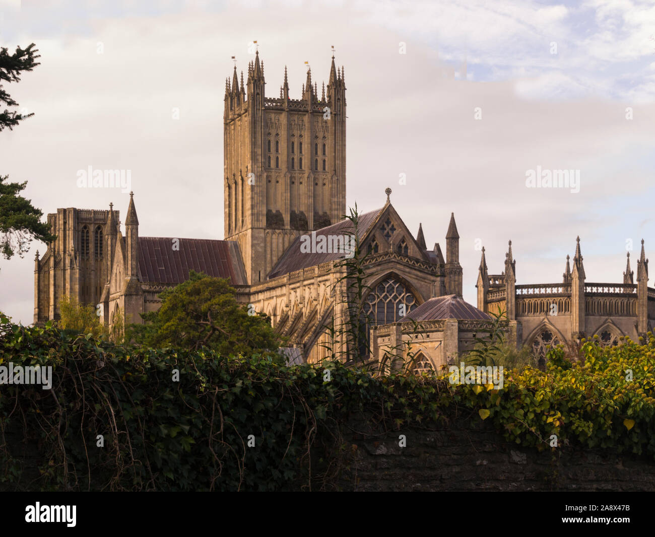Back view of the magnificent Cathedral City of Wells Somerset England ...