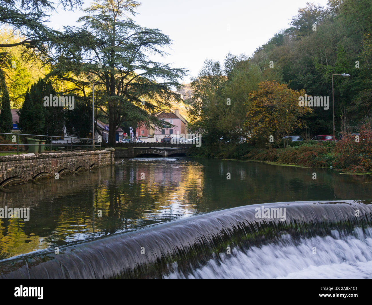 Somerset Yeo river flowing through village of Cheddar underground ...