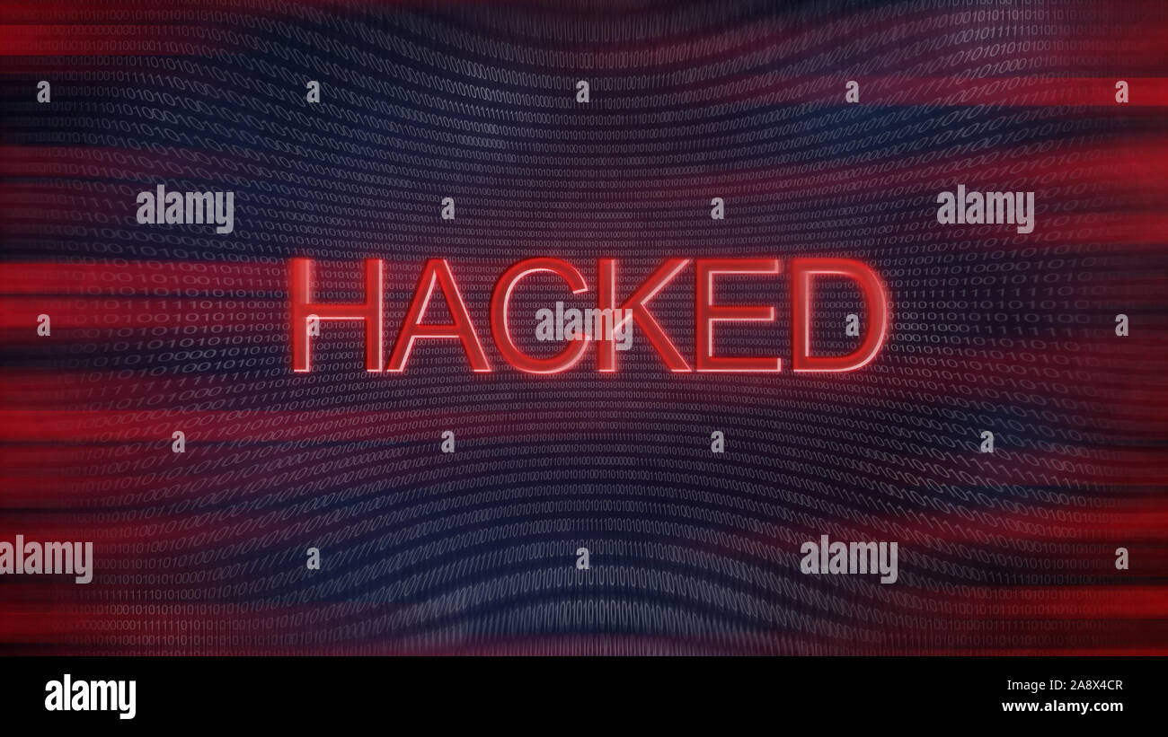 Word hacked on 3d binary code digits background Stock Photo - Alamy