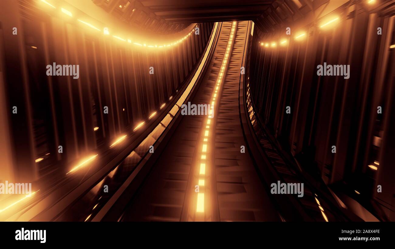 glowing fantasy tunnel corridor 3d illustration design wallpaper ...