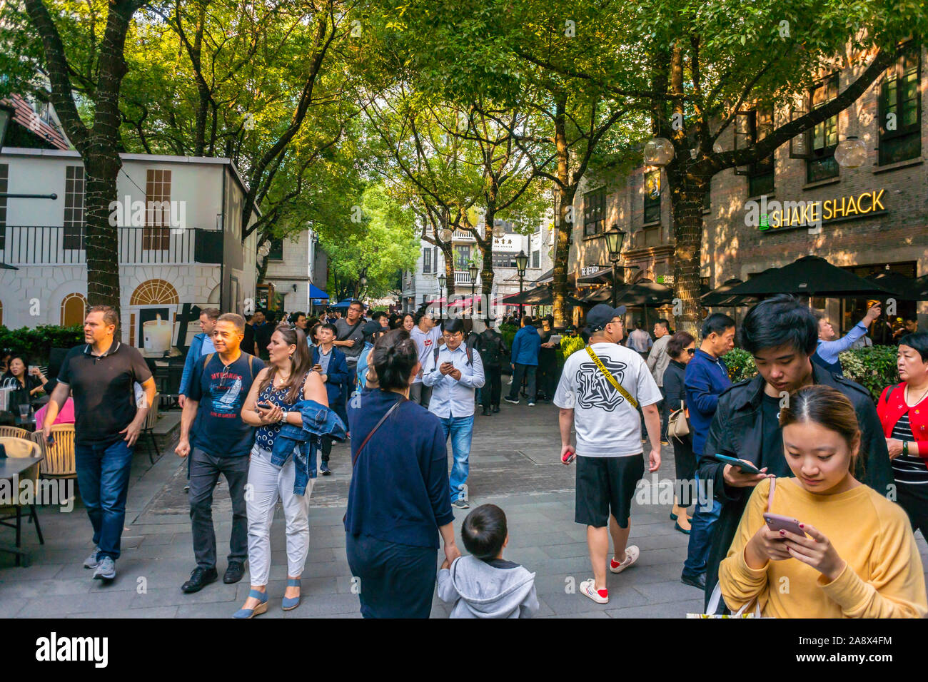 Shanghai, China, Crowd of Chinese people urban public Walking on City ...