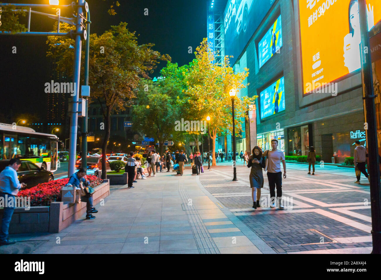 Shanghai, China, Modern Street Scenes, Chinese People Outside "Raffles ...