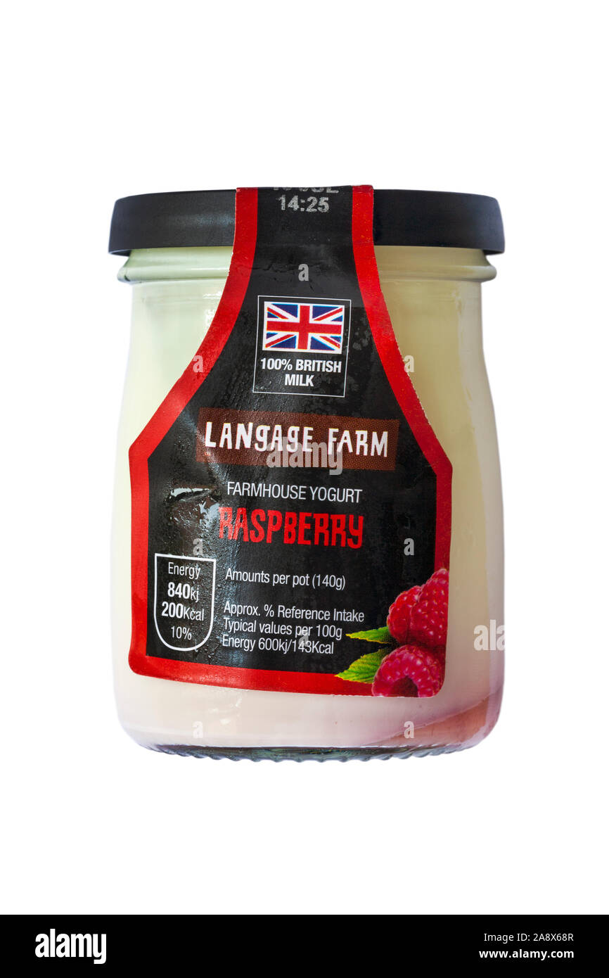 Pot of Langage Farm Farmhouse Yogurt Raspberry made with 100% British ...
