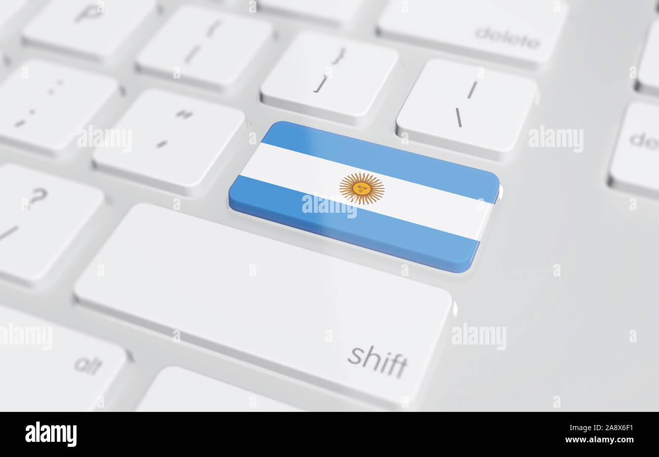 Laptop or desktop computer keyboard focus on one key with Argentinian ...