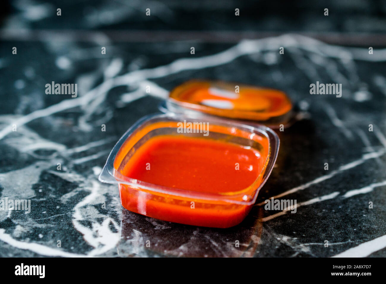 Hot Spicy Red Sriracha Sauce in Plastic Box / Package or Container for ...