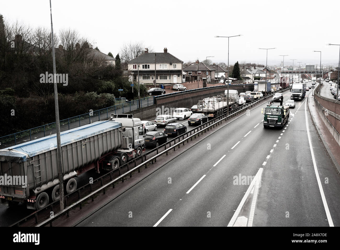 Lorries stuck in traffic jam hi-res stock photography and images - Alamy