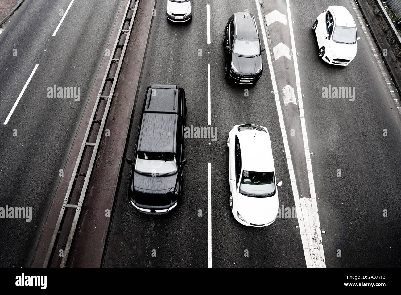 Logistic lorries and haulage vehicles, cars and work transport stuck in ...