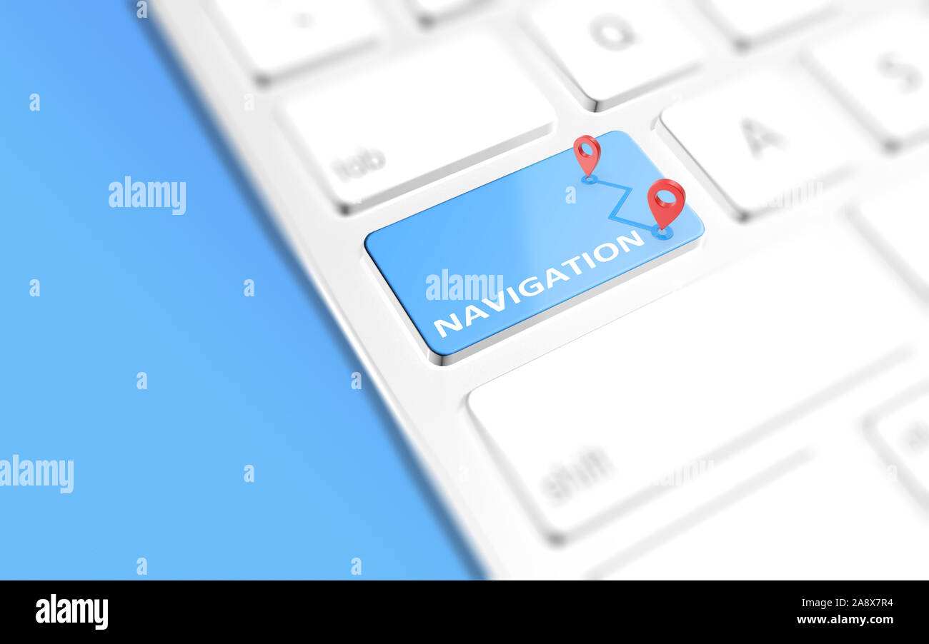 Laptop or desktop computer keyboard focus on one key with Navigation ...