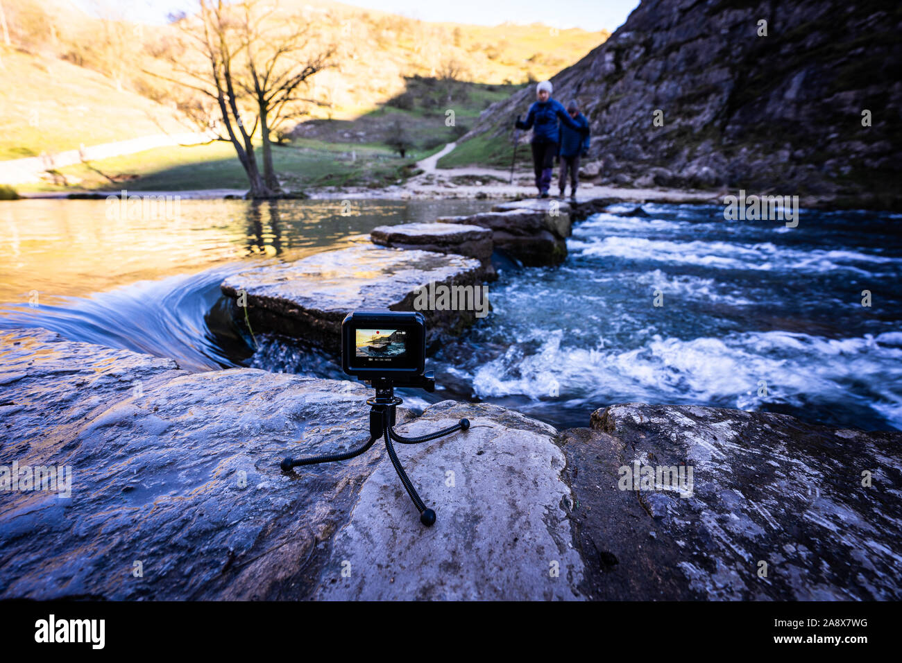 People enjoy a day out at the famous Dovedale stepping stones in the ...