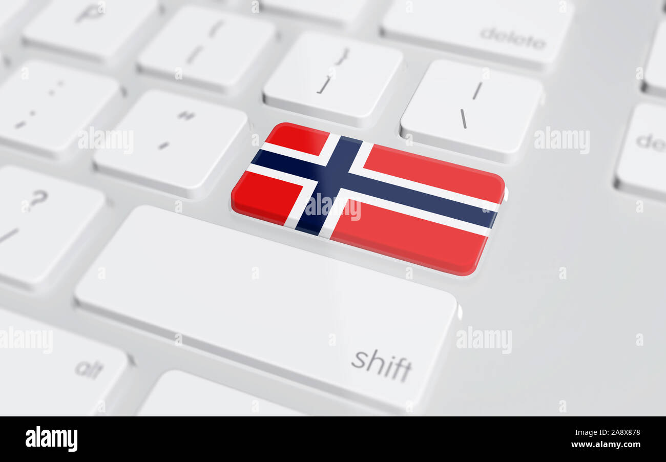 Laptop or desktop computer keyboard focus on one key with Norwegian ...