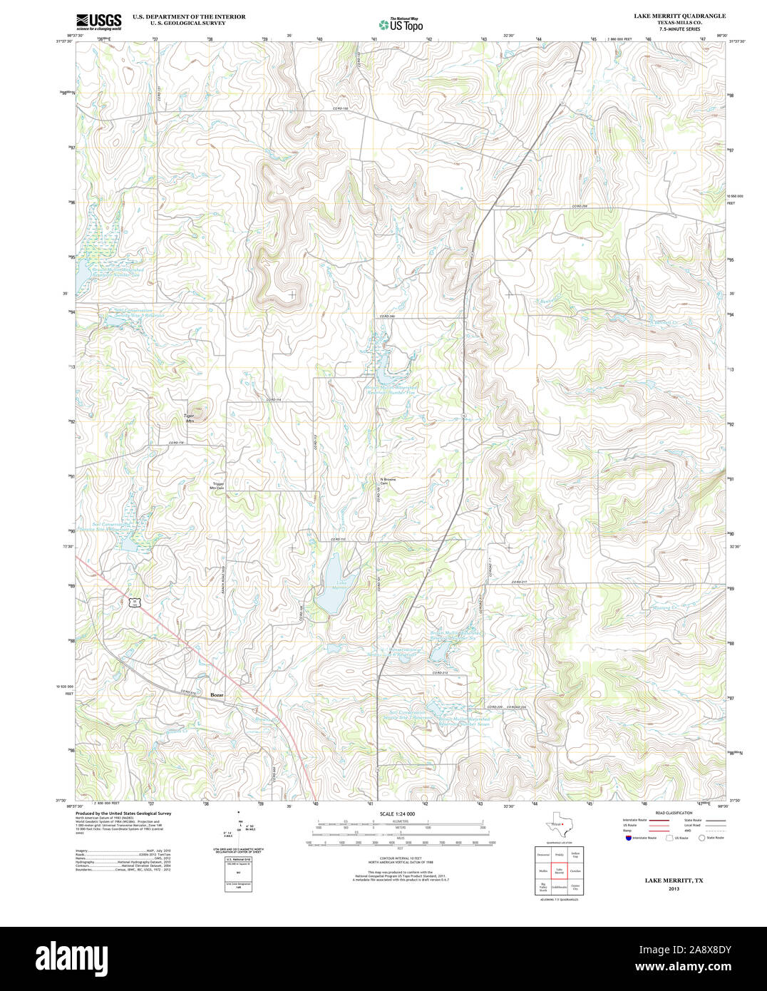 USGS TOPO Map Texas TX Lake Merritt 20130115 TM Restoration Stock Photo ...