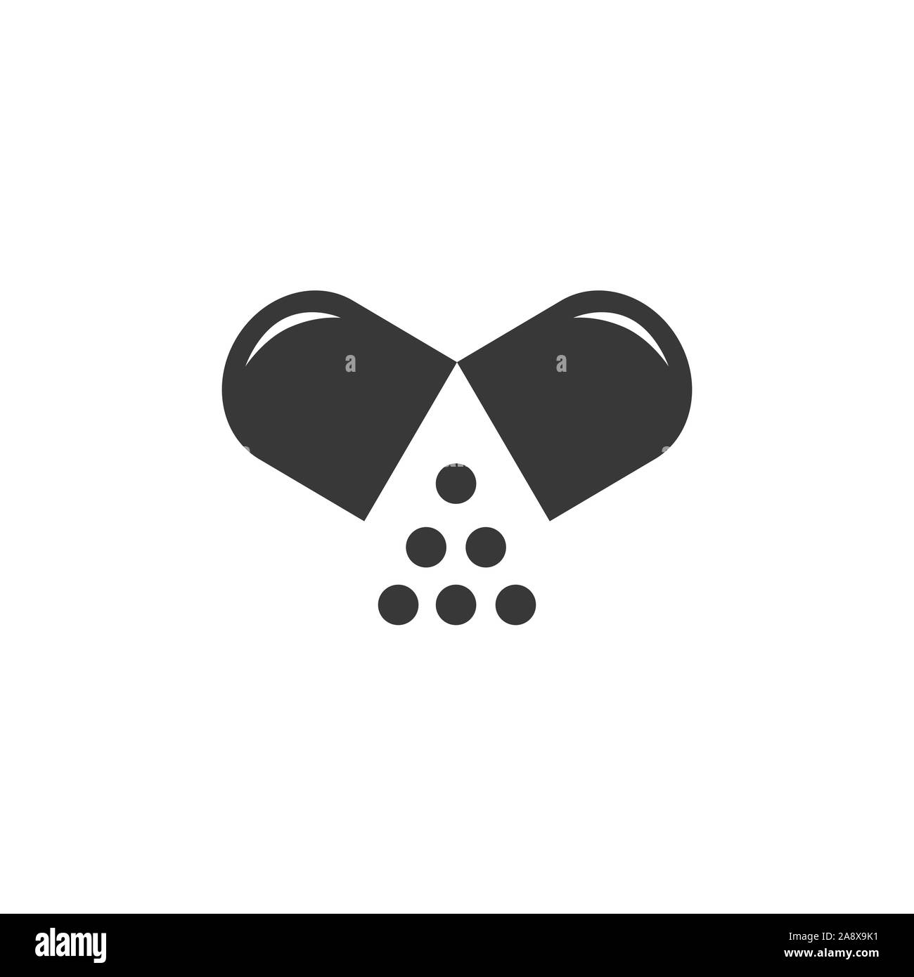 Opened pill icon. Isolated image. Flat pharmacy vector illustration ...