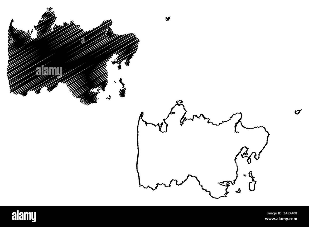 Central Denmark Region (Kingdom of Denmark) map vector illustration ...