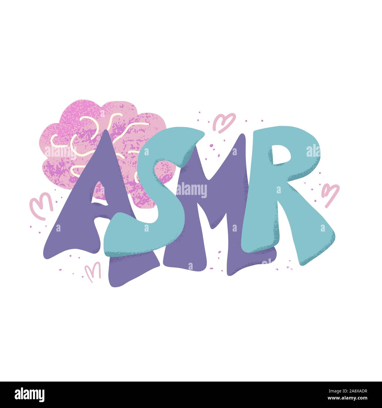 ASMR acronym. Autonomous Sensory Meridian Response text. Stylized hand ...