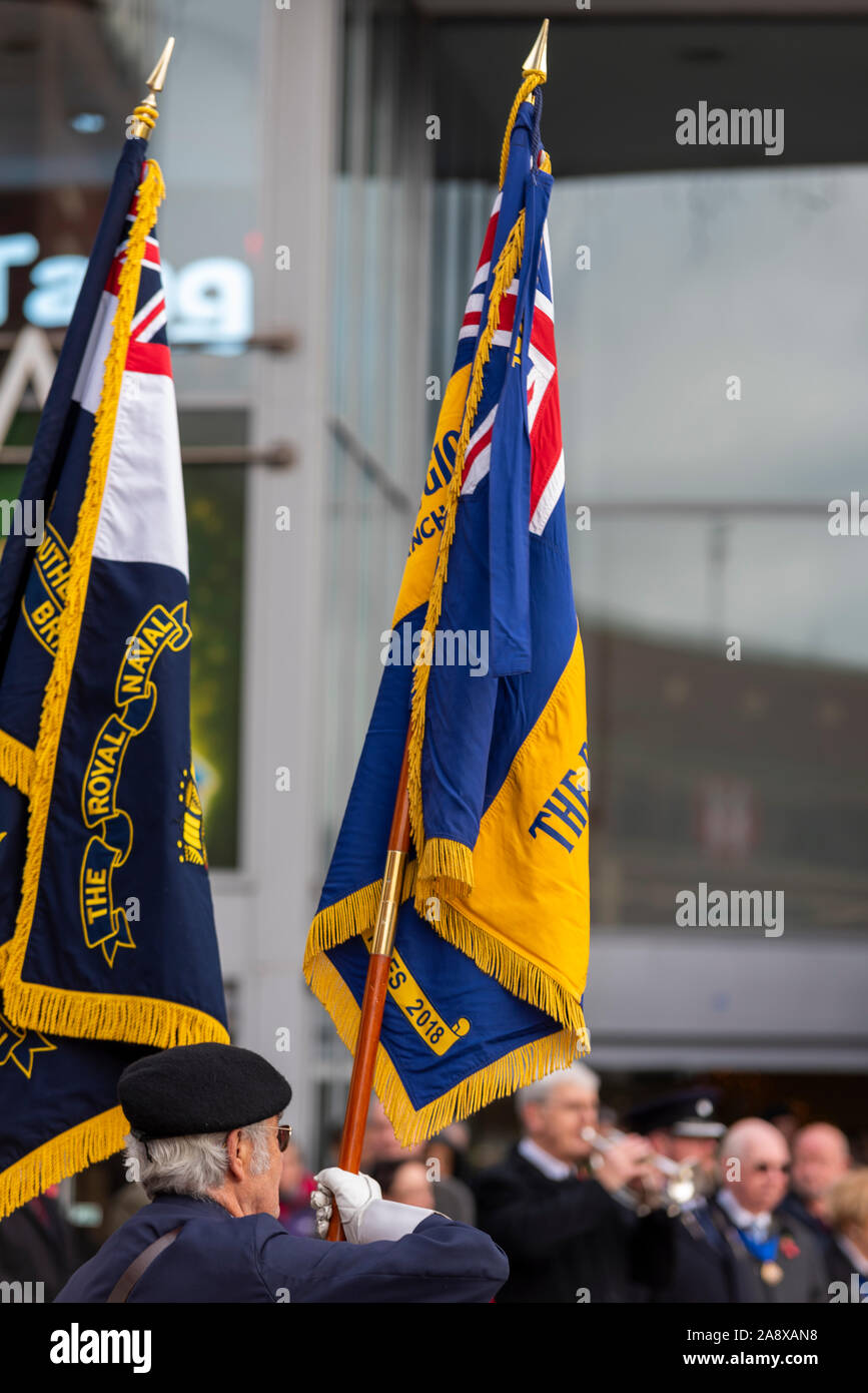 British Legion flag bearers in Southend on Sea High Street for ...