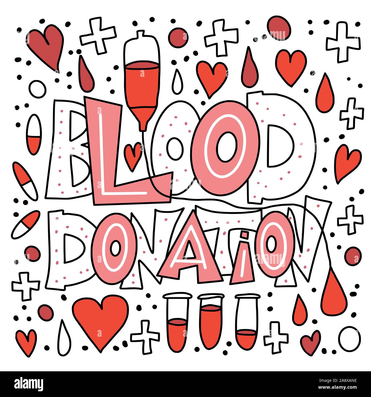 Blood donation emblem. Poster template with quote. Vector color ...